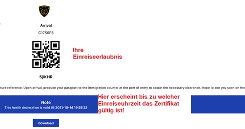 Einreiseformular (Imuga) Malediven auf deutsch