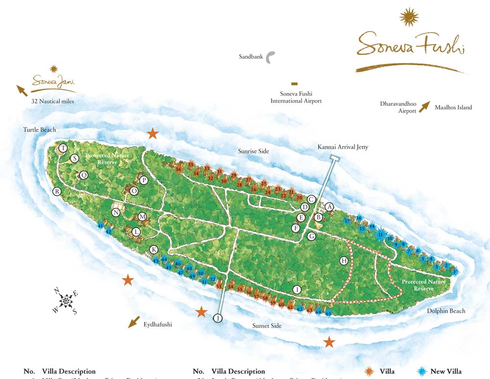 Soneva Fushi Resort & Six Senses Spa | Lage, Kontakt, Resortmap